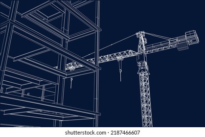 Construction Site Engineering Line Sketch Tower Stock Vector (Royalty ...