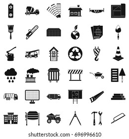 Construction Site Icons Set Simple Style Stock Vector (Royalty Free ...