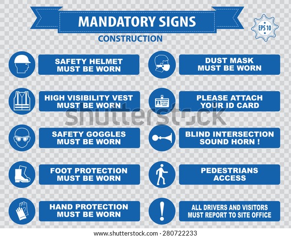 Construction Site Mandatory Signs Face Shield: เวกเตอร์สต็อก (ปลอดค่า ...
