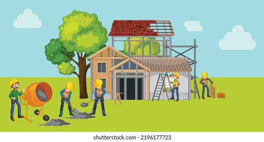 Construction Site Unfinished House Vector Cartoon Stock Vector (Royalty ...