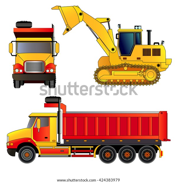 Construction Site Vehicles Front Wheel Loader Stock Vector (Royalty ...