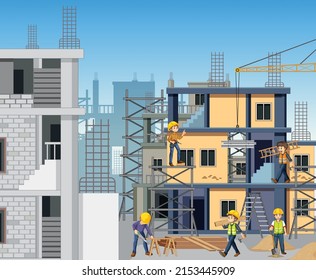 Construction Site Workers Illustration Stock Vector (Royalty Free ...