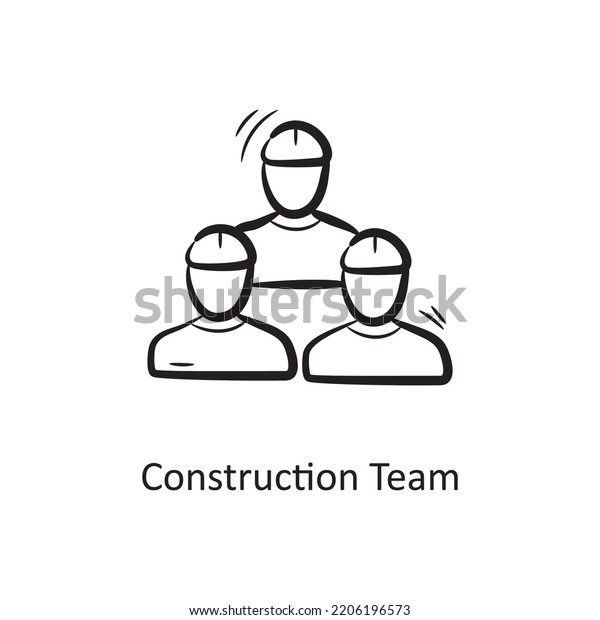 Construction Team Outline Icon Design Illustration Stock Vector ...