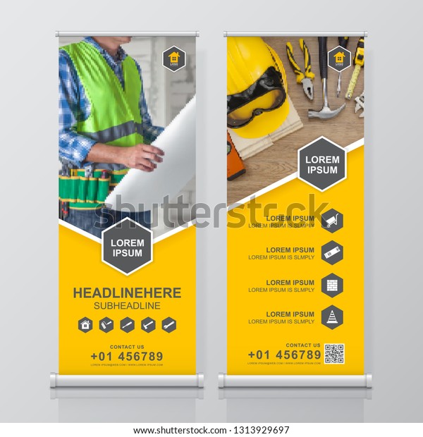 Construction Tools Roll Design Standee Banner Stock Vector (Royalty ...