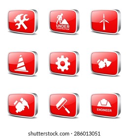 Construction Tools Square Vector Red Icon Stock Vector (Royalty Free ...