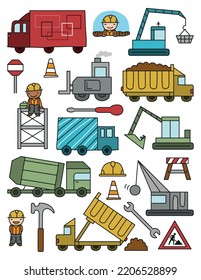 Construction Traffic Vector Illustration Set Stock Vector (Royalty Free ...