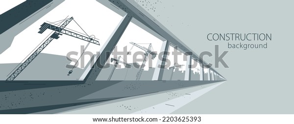 Construction Vector Illustration Unfinished Building Interior Stock ...