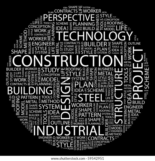 Construction Word Collage On Black Background Stock Vector (Royalty ...