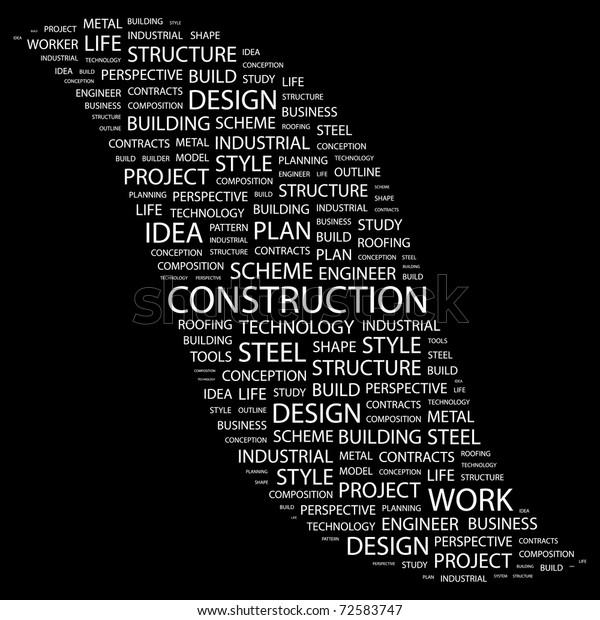 Construction Word Collage On Black Background Stock Vector (Royalty ...