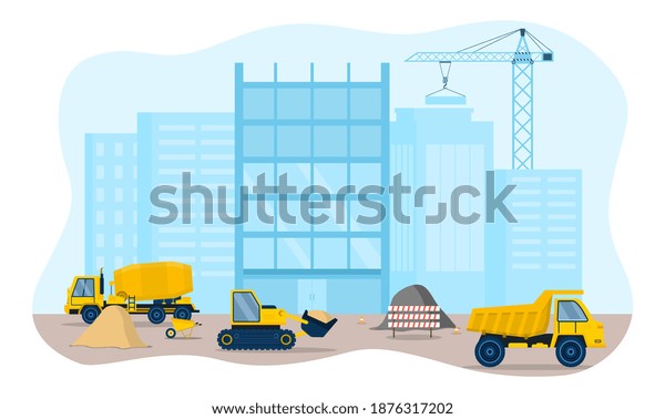 Construction Work Process Process Building House Stock Vector (Royalty ...