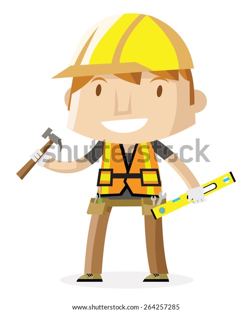 Construction Worker Holding Hammer Stock Vector (Royalty Free ...