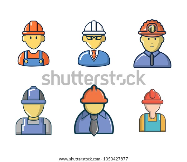 Construction Worker Icon Set Cartoon Set Stock Vector (Royalty Free ...
