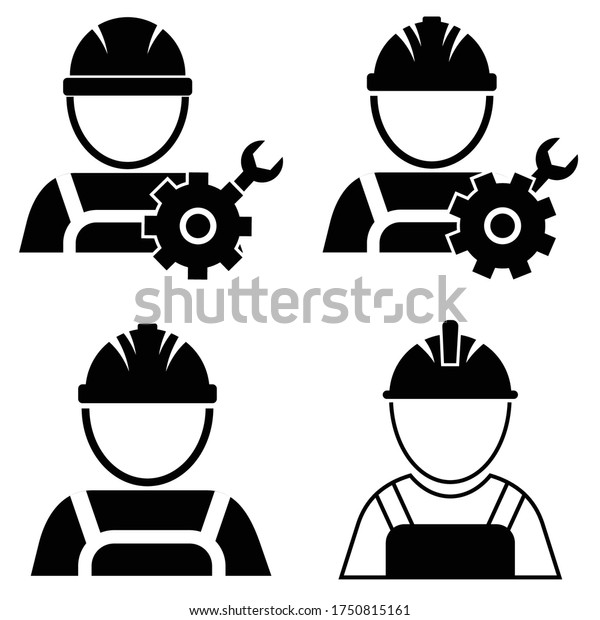 Construction Worker Vector Icon On White Stock Vector (Royalty Free ...