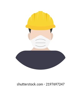 Construction Workers Hard Hats Masks On Stock Vector (Royalty Free ...