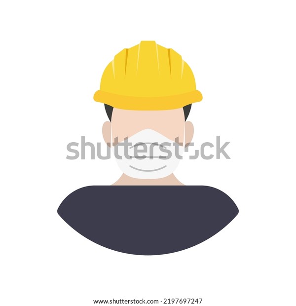Construction Workers Hard Hats Masks On Stock Vector (Royalty Free ...
