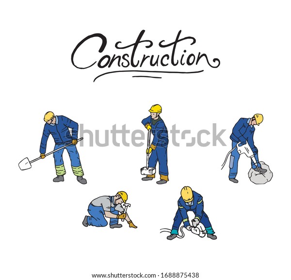 Construction Workers Uniform Cartoon Illustration Set Stock Vector ...