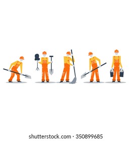 Construction Workers Volunteers Manual Workers Vector Stock Vector ...