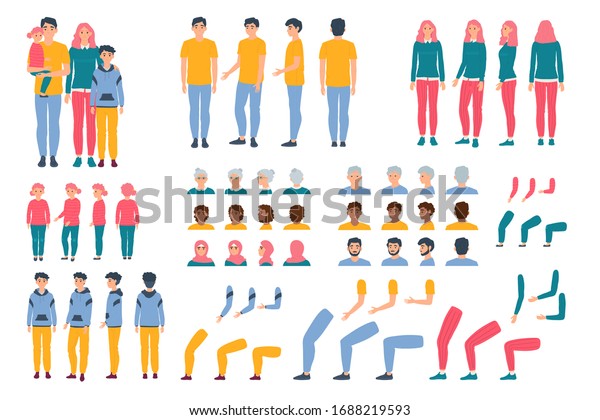 Animation Kit Family Set Creation Kit Stock Vector (Royalty Free ...