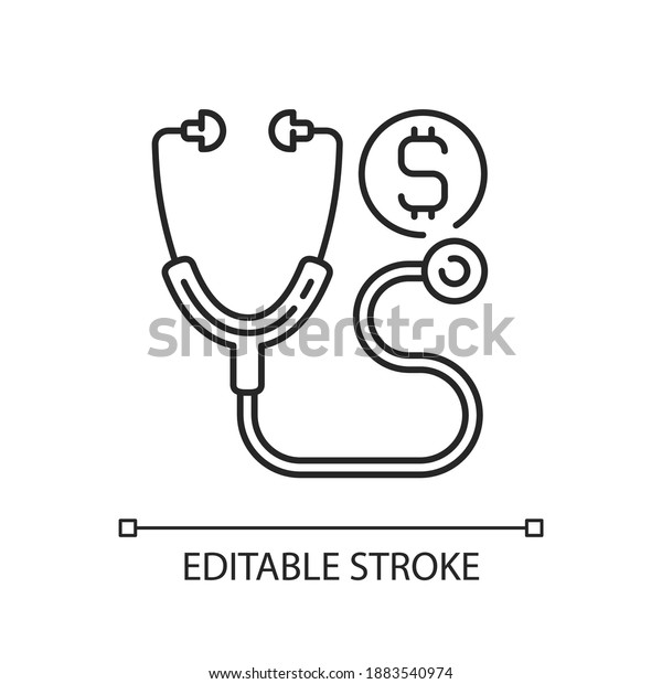 Consultation Fee Linear Icon Doctor Check Stock Vector (Royalty Free ...