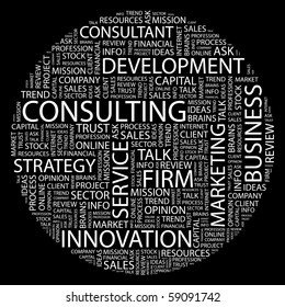 Consulting Word Collage On Black Background Stock Vector (Royalty Free ...