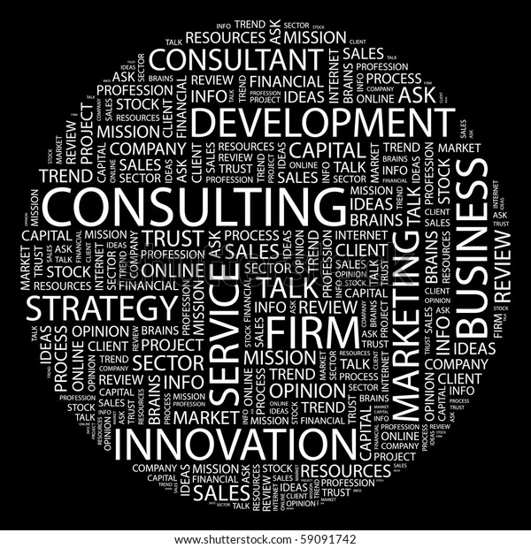 Consulting Word Collage On Black Background Stock Vector (Royalty Free ...