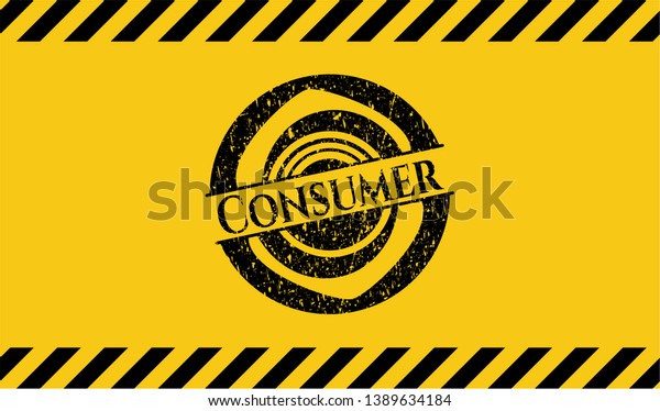 Consumer Black Grunge Emblem Yellow Warning Stock Vector (Royalty Free ...
