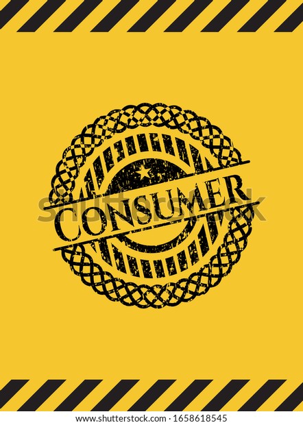 Consumer Black Grunge Emblem Yellow Background Stock Vector (Royalty ...