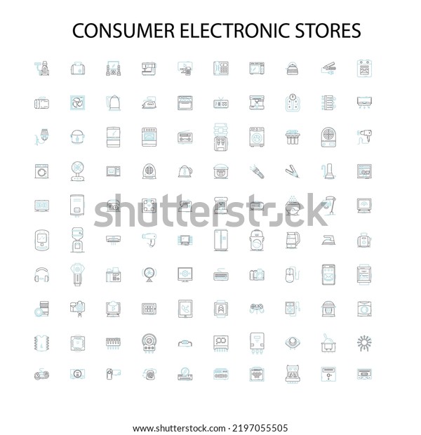 Consumer Electronic Stores Icons Signs Outline Stock Vector (Royalty ...
