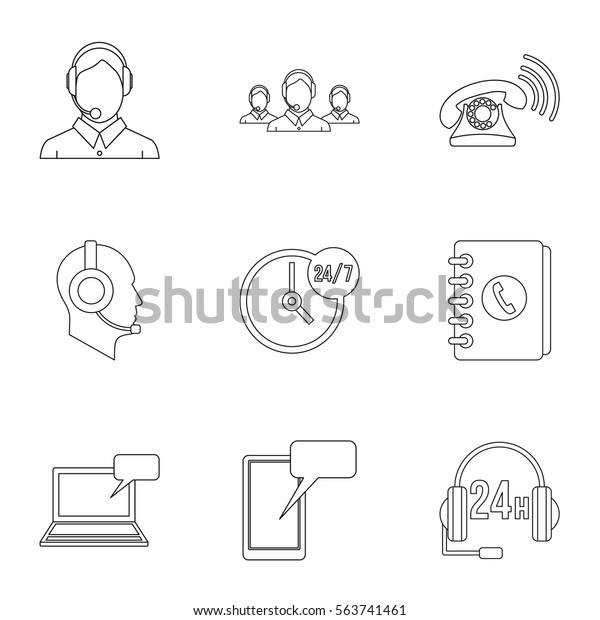 Contact Center Agent Icons Set Thin Stock Vector (Royalty Free) 563741461