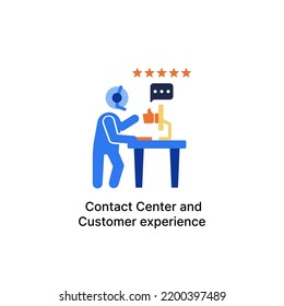 Contact Center Customer Experience Icon On Stock Vector (Royalty Free ...