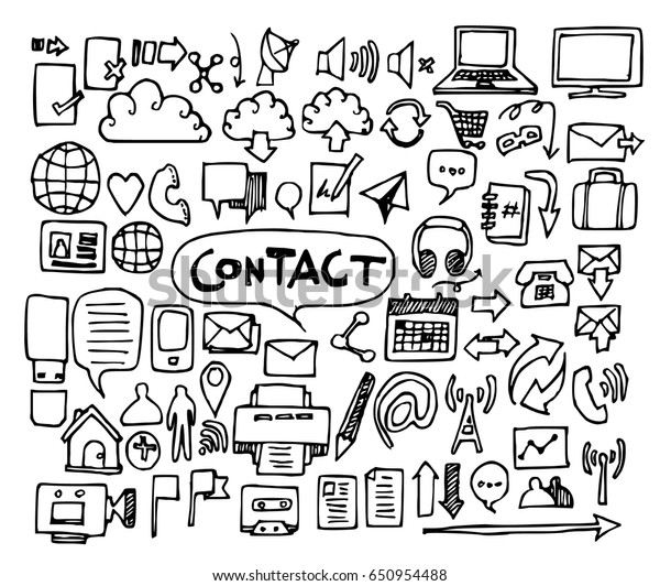 Contact Doodle Sketch Vector Ink Stock Vector (Royalty Free) 650954488 ...