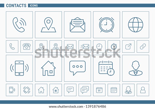 Contact Icons Outline Vector Set Symbols Stock Vector (Royalty Free ...