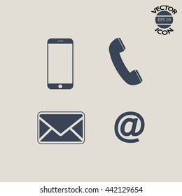 Contact Set Email Envelope Phone Mobile Stock Vector (Royalty Free ...