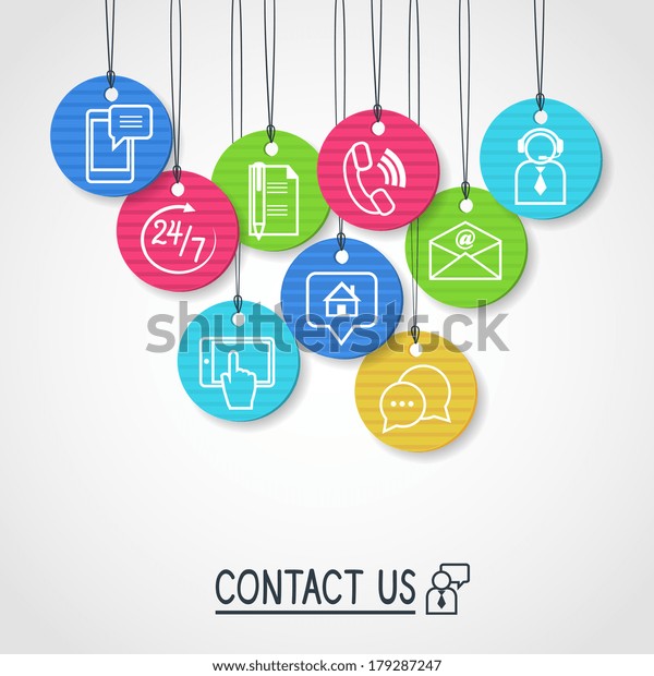 Contact Us Cardboard Labels Tags Set Stock Vector (Royalty Free ...
