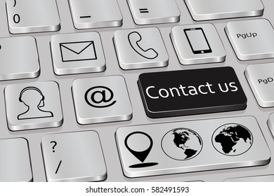 Contact Us Computer Keyboard Black Button Stock Vector (Royalty Free ...