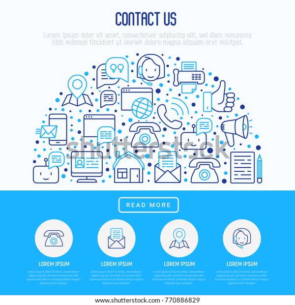 Contact Us Concept Half Circle Thin Stock Vector (Royalty Free ...