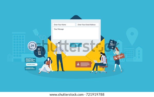 Contact Us Flat Design Business People Stock Vector (Royalty Free ...