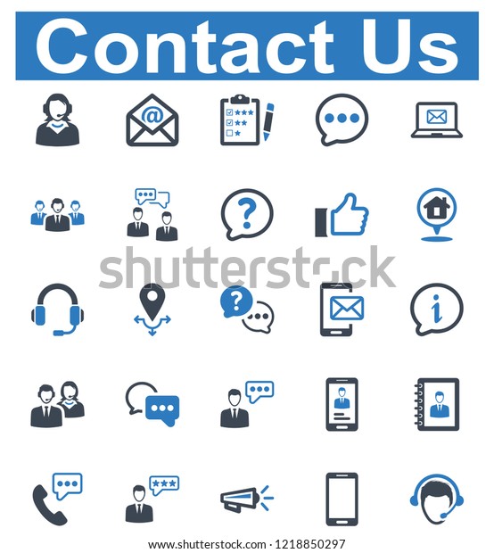 Contact Us Icon Set - 1 (Blue Series)