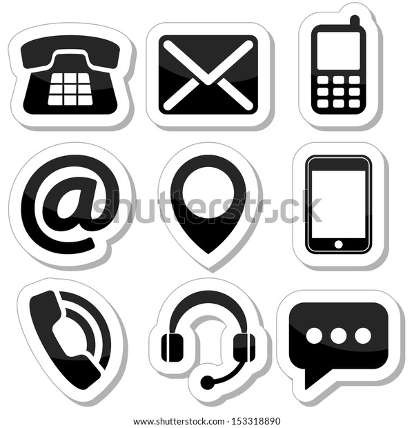 Contact Us Icons Labels Stock Vector (Royalty Free) 153318890
