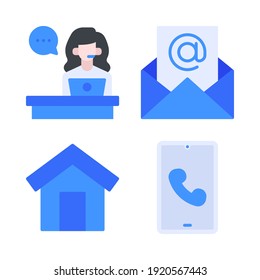 Contact Us Icons Set Customer Service Stock Vector (Royalty Free ...