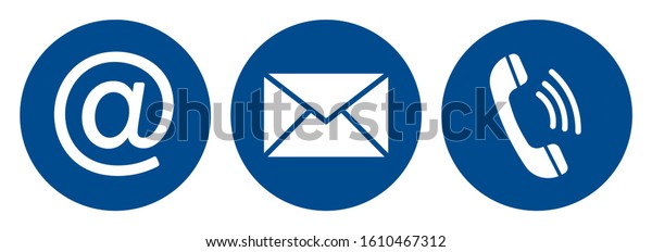 Contact Us Icons Set Flat Blue Stock Vector (Royalty Free) 1610467312