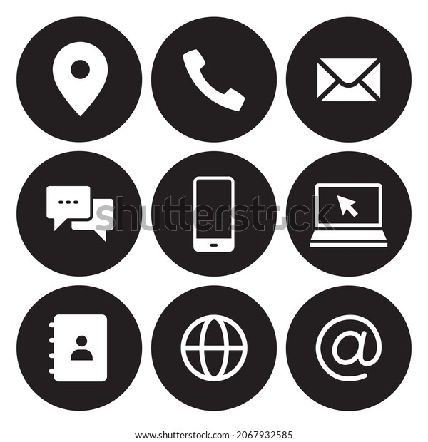 Contact Us Icons Set Simple Solid Stock Vector (Royalty Free ...