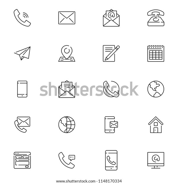 Vektor Stok Contact Us Icons Simple Flat Vector (Tanpa Royalti ...