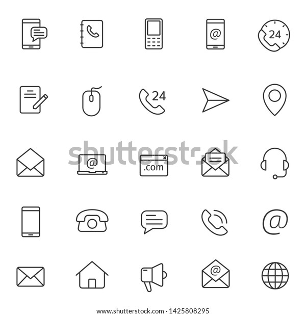 Contact Us Outline Vector Icons Large: เวกเตอร์สต็อก (ปลอดค่าลิขสิทธิ์ ...