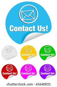 Contact Us Round Stickers Stock Vector (Royalty Free) 65640031 ...