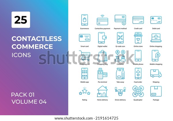Contactless Commerce Icons Collection Set Contains Stock Vector ...