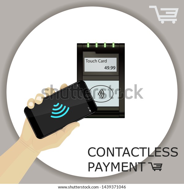 Contactless Payment Transaction Touch Card Display Stock Vector ...