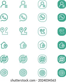 Contacts Icon Set Green Vector Minimalist Stock Vector (Royalty Free ...
