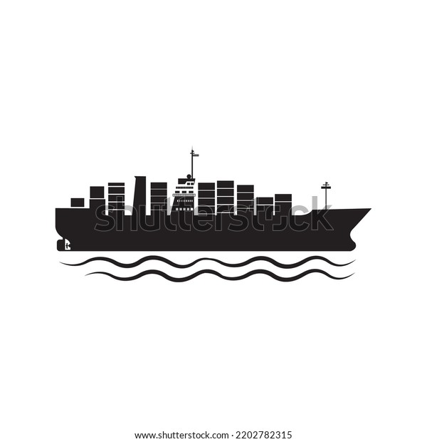 Container Loaded Cargo Ship Icon Black Stock Vector (Royalty Free ...