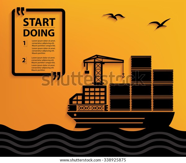 Container Ship Designyour Text On Clean Stock Vector (Royalty Free ...